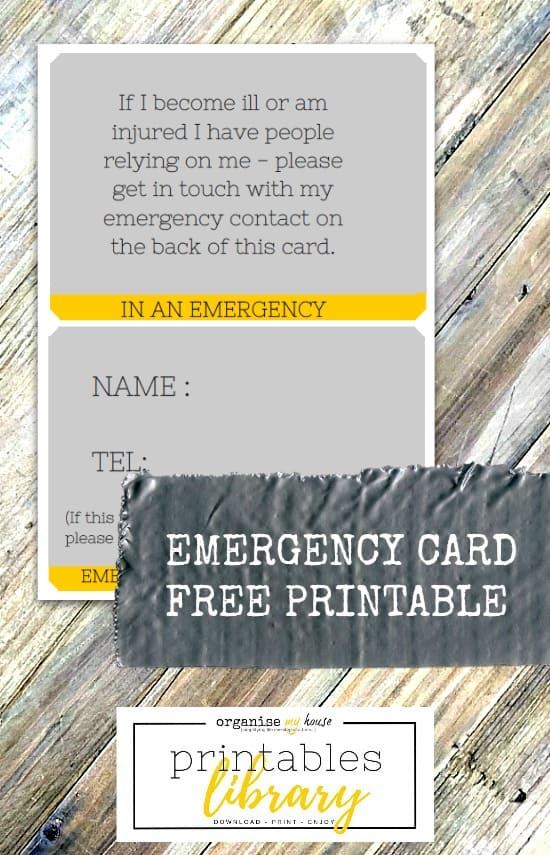 Emergency Card Free Printable For Your Purse Or Wallet - In Case The ...